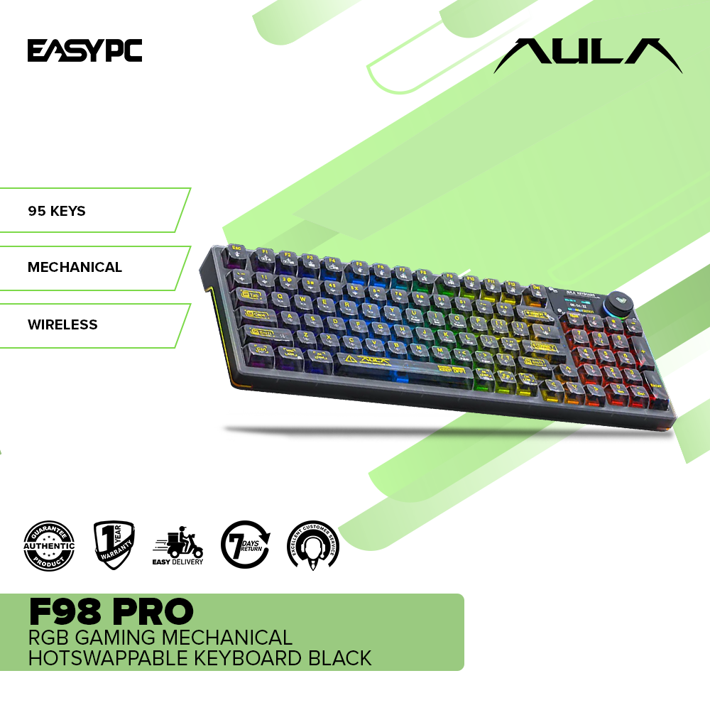 Aula F98 PRO RGB Gaming Mechanical Hotswappable Keyboard Black – EasyPC