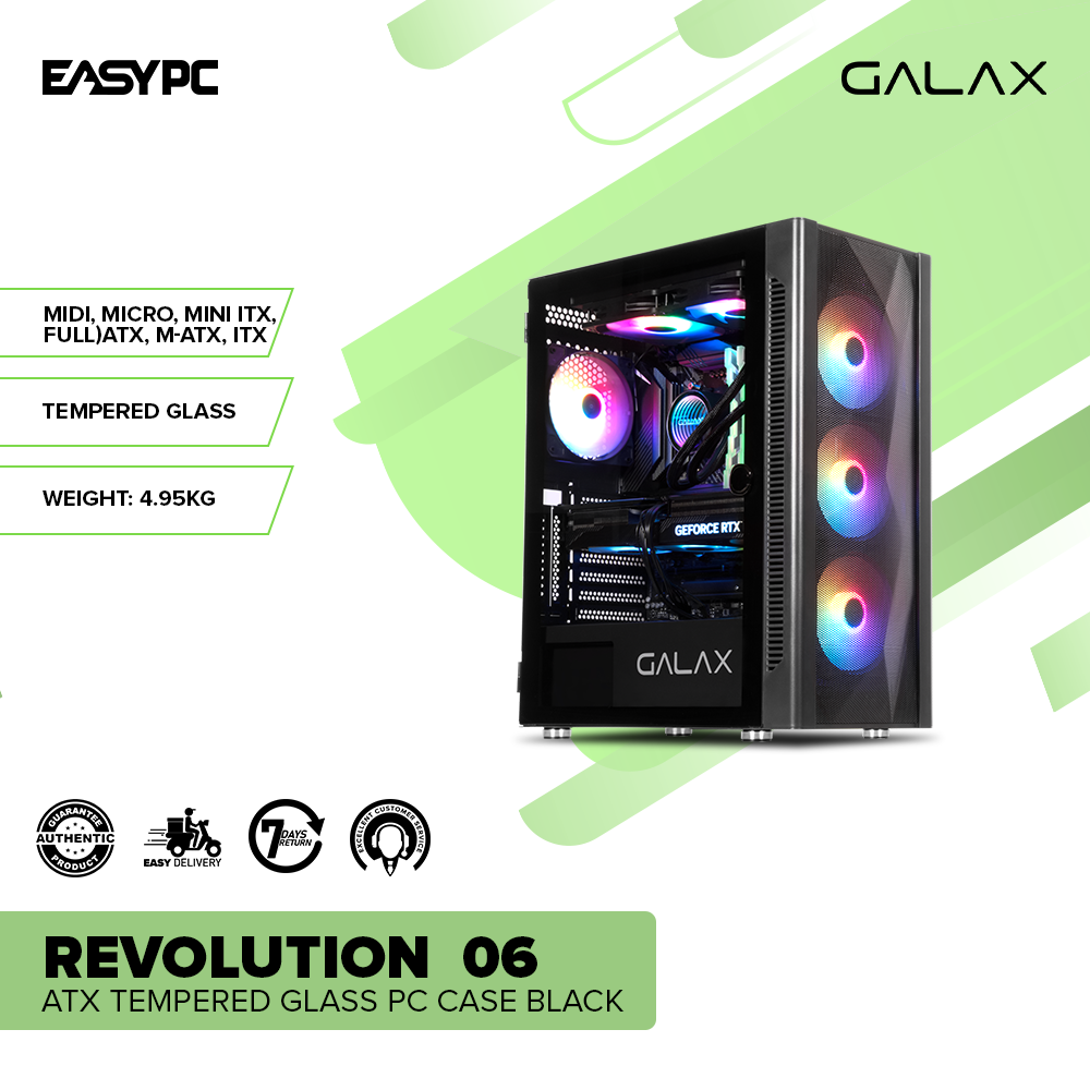 Galax Revolution 06 ATX Tempered Glass PC Case Black – EasyPC