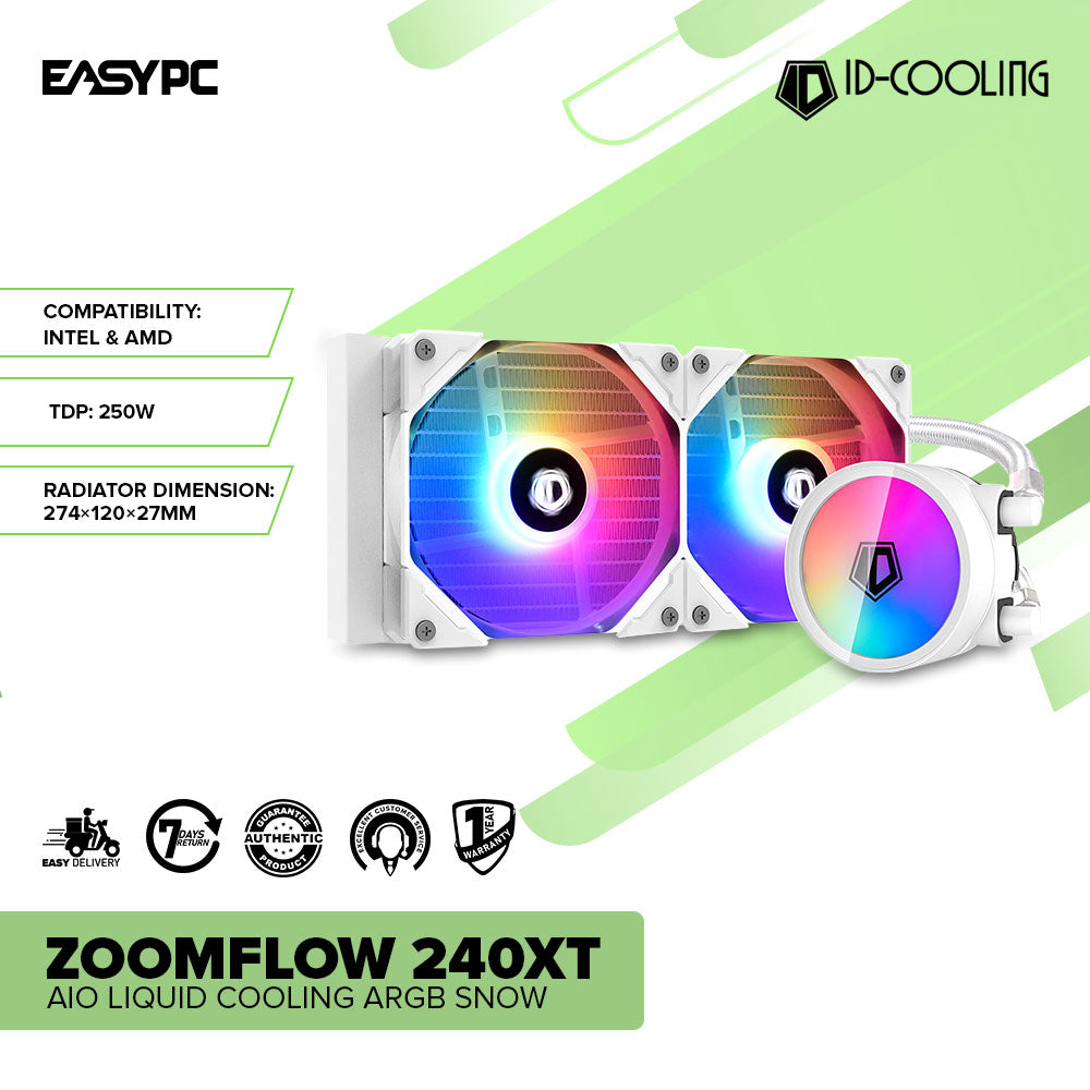 ID Cooling Zoomflow 240XT AIO Liquid Cooling ARGB SNOW – EasyPC