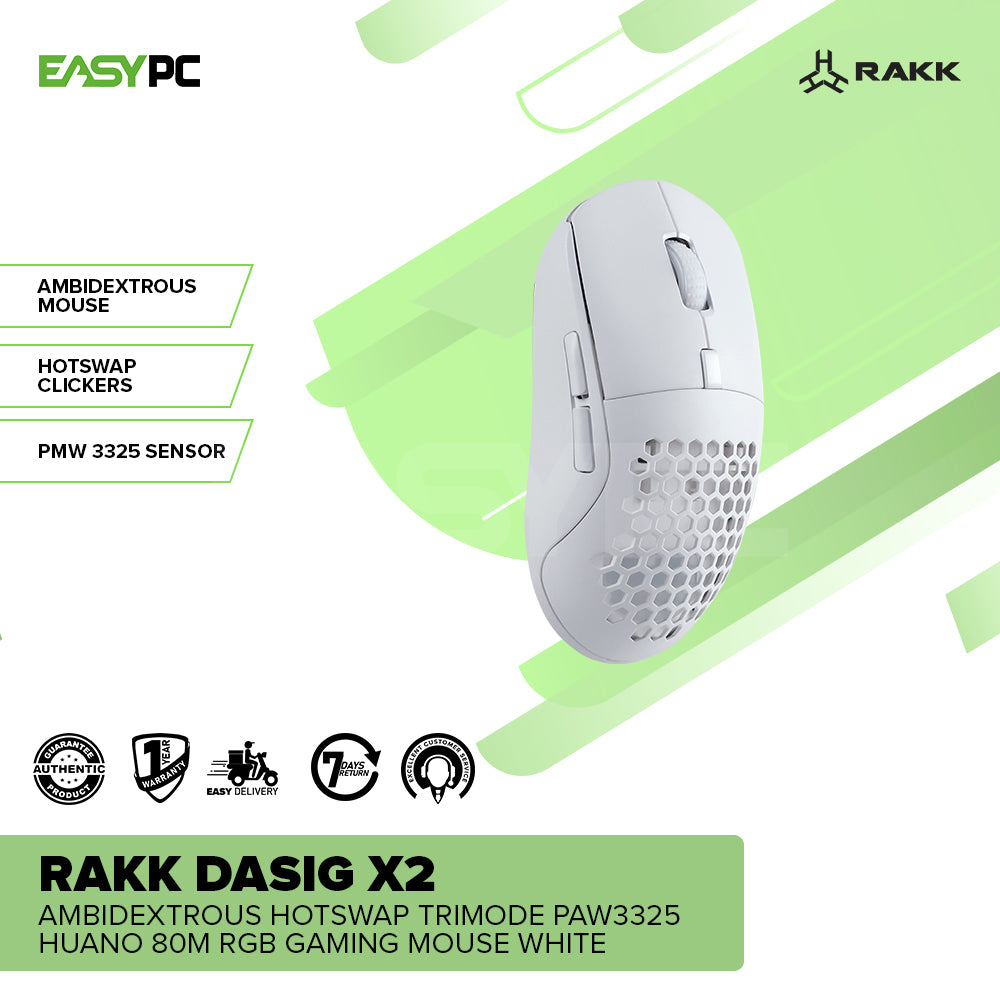 RAKK DASIG X2 Ambidextrous Hotswap Trimode PAW3325 Huano 80M RGB Gamin – EasyPC