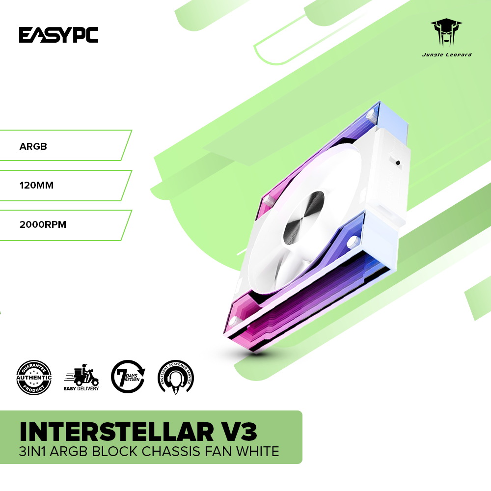 Jungle Leopard 3in1 ARGB Interstellar V3 Block Chassis Fan White – EasyPC