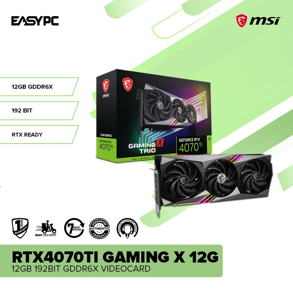 MSI NVIDIAÂ® GeForce RTXÂ™4070Ti Gaming X 12G 12gb 192bit GDDR6x Video – EasyPC