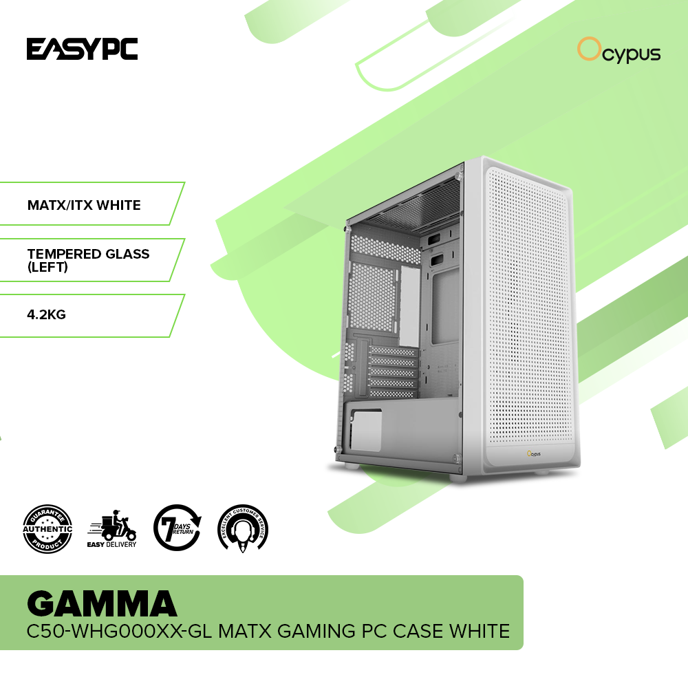 Ocypus Gamma C50-WHG000XX-GL MATX Gaming PC Case White – EasyPC