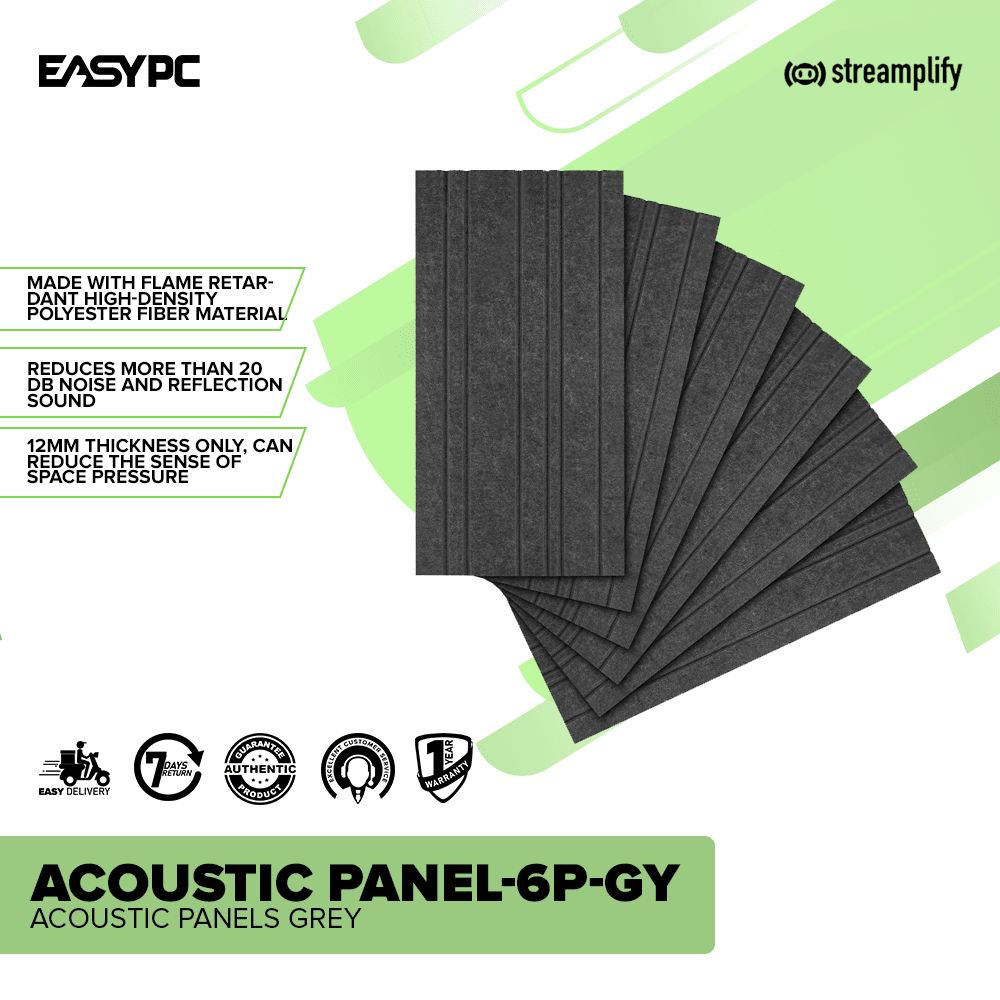 Streamplify (ACOUSTIC PANEL-6P-GY) Acoustic Panels Grey – EasyPC