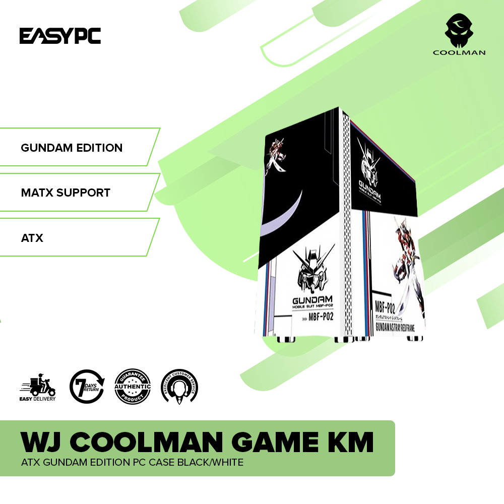 WJ CoolMan Game KM ATX Gundam Edition PC Case BlackWhite – EasyPC