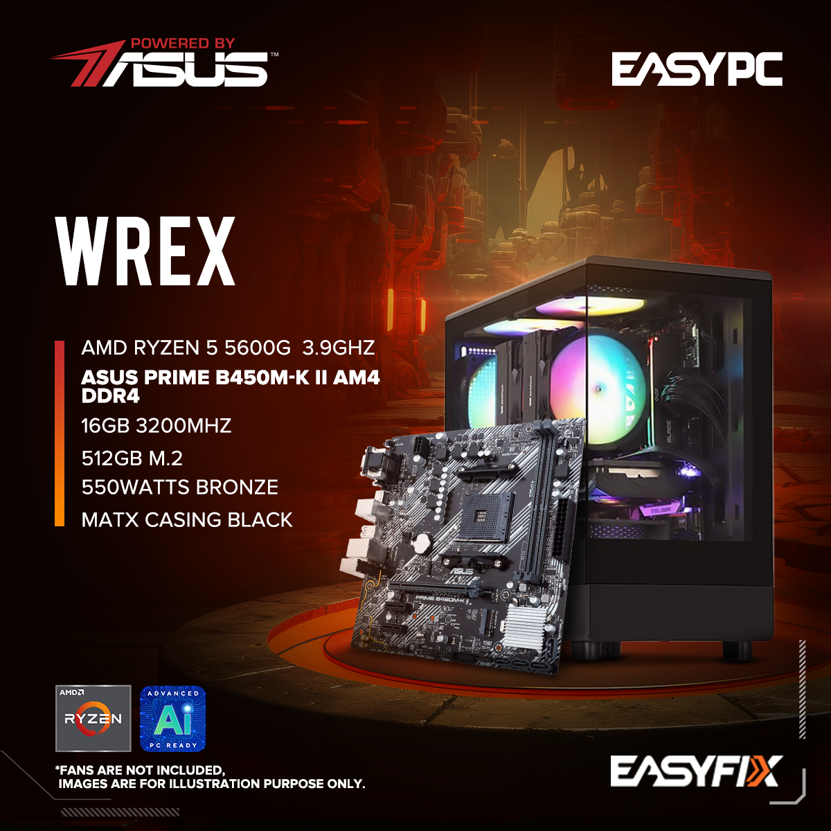 Wrex Asus B450M-K | Ryzen 5 5600G – EasyPC