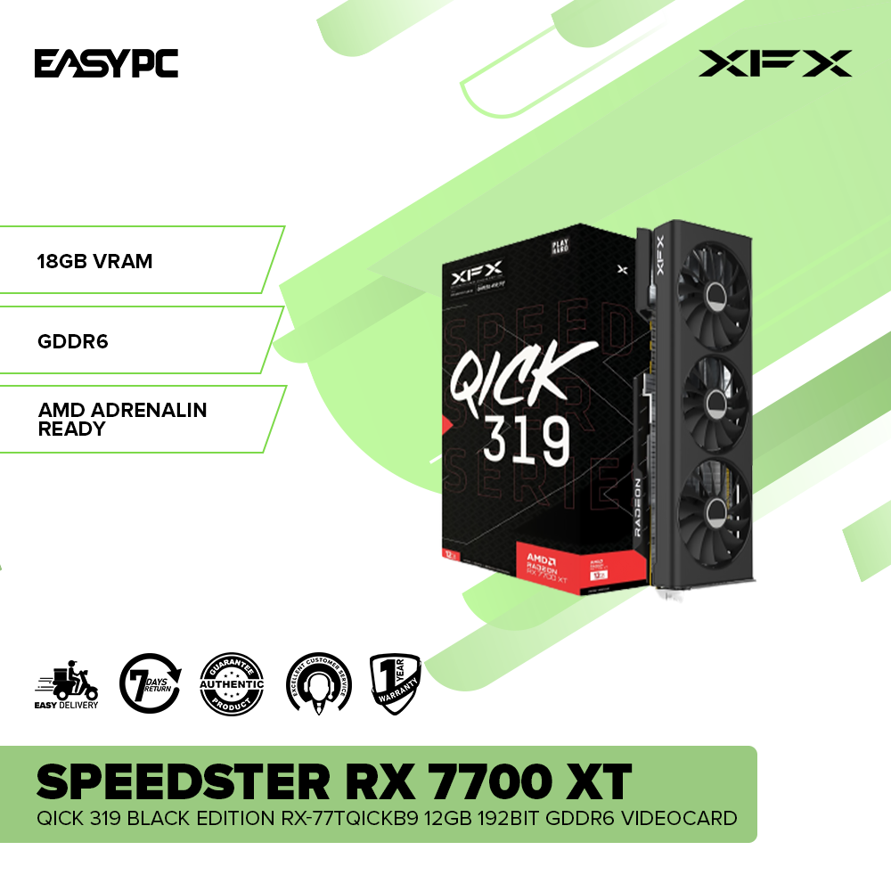 XFX Speedster AMD Radeon™ RX 7700 XT QICK 319 Black Edition RX-77TQICK – EasyPC