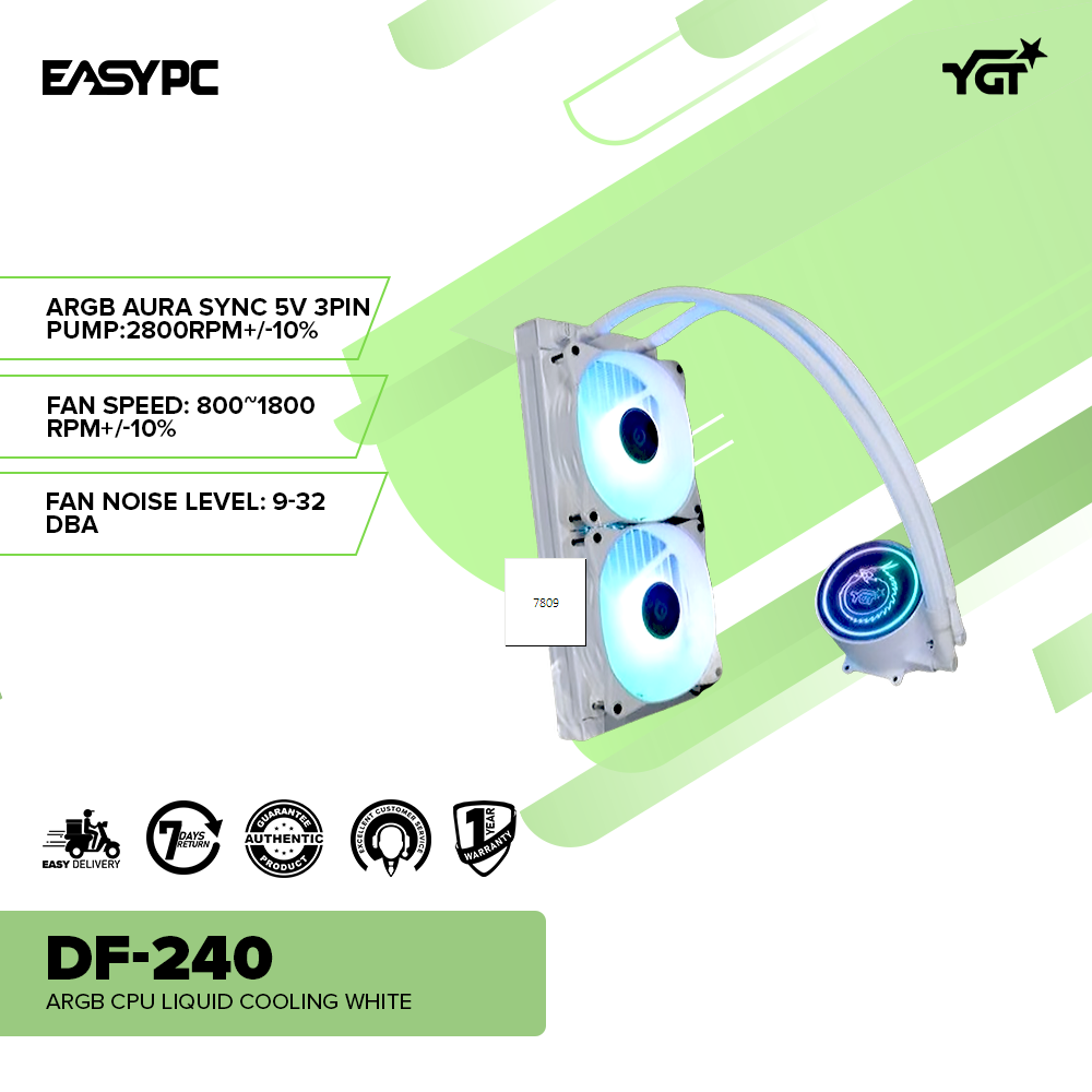 YGT DF-240 ARGB CPU Liquid Cooling White – EasyPC
