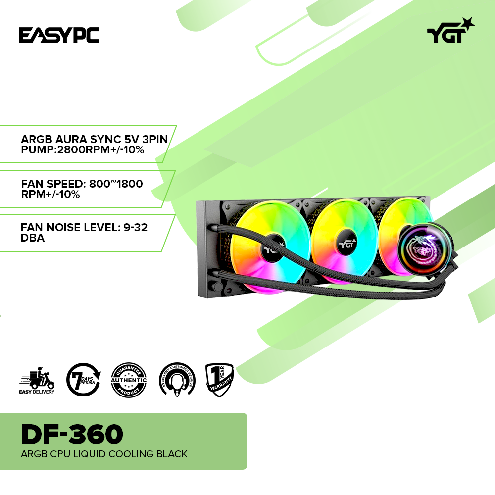 YGT DF-360 ARGB CPU Liquid Cooling Black – EasyPC