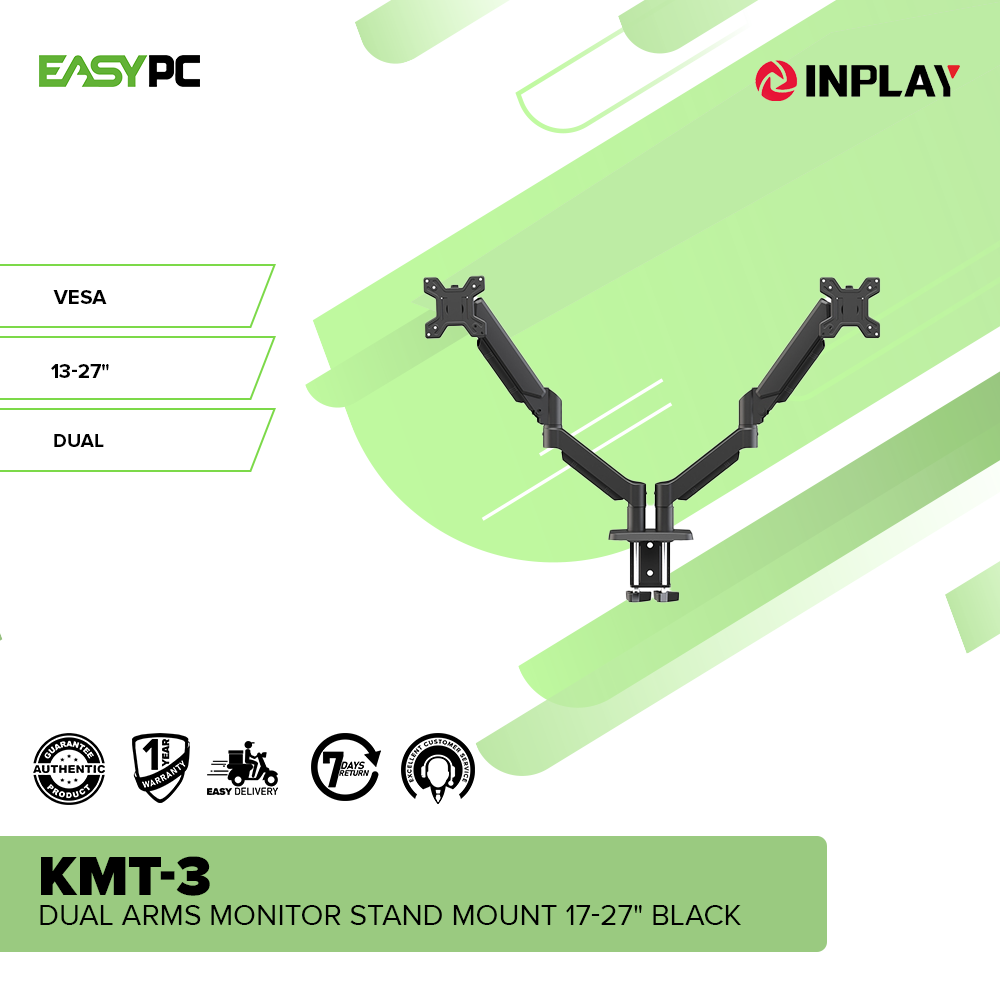 InPlay KMT-3 Dual Arms Monitor Stand Mount 17-27 Black – EasyPC