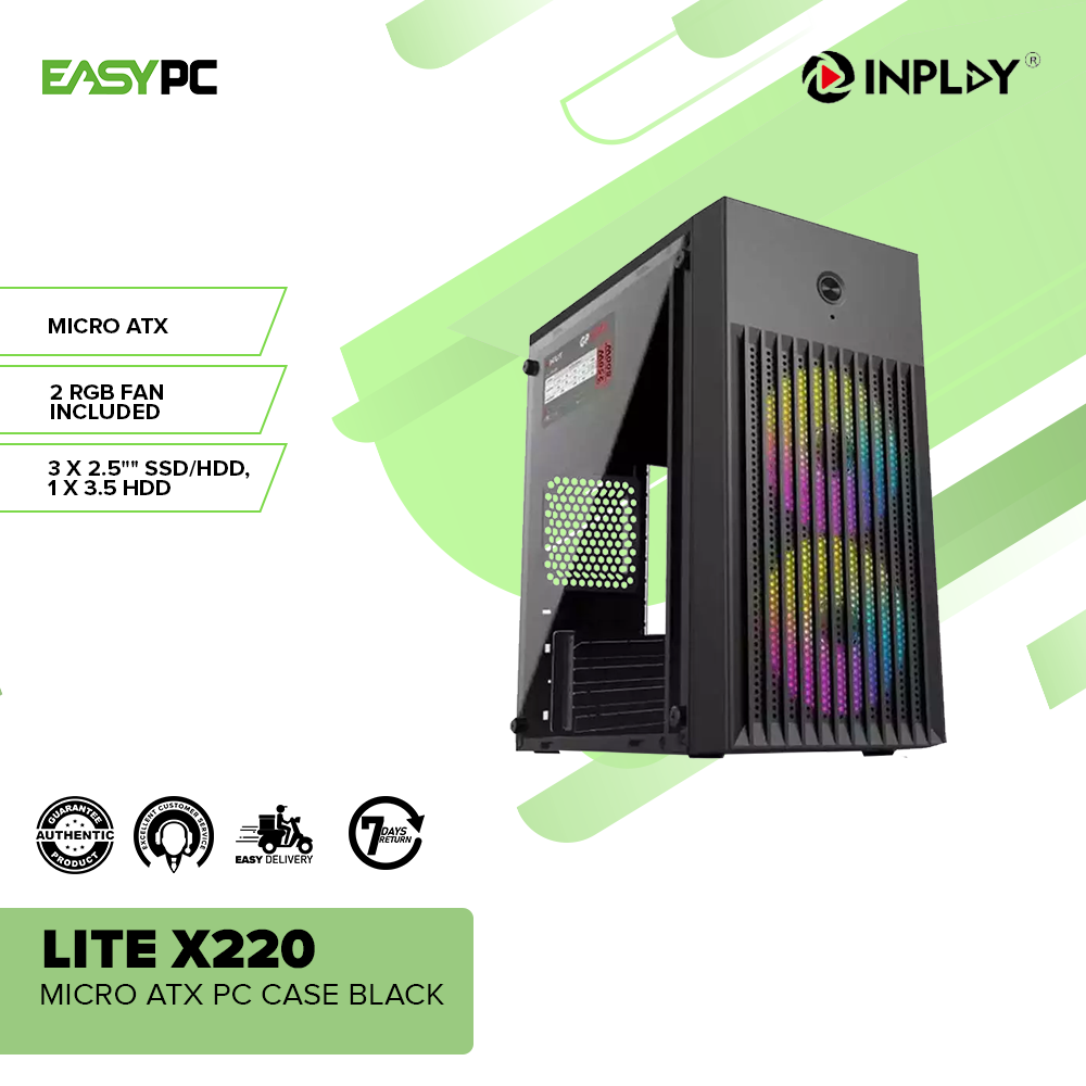 Inplay Lite X220 Micro ATX PC Case Black – EasyPC
