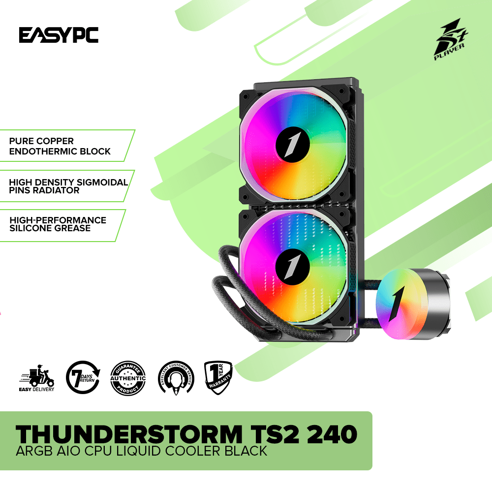 1stplayer Thunderstorm TS2 240 ARGB AIO CPU Liquid Cooler Black – EasyPC