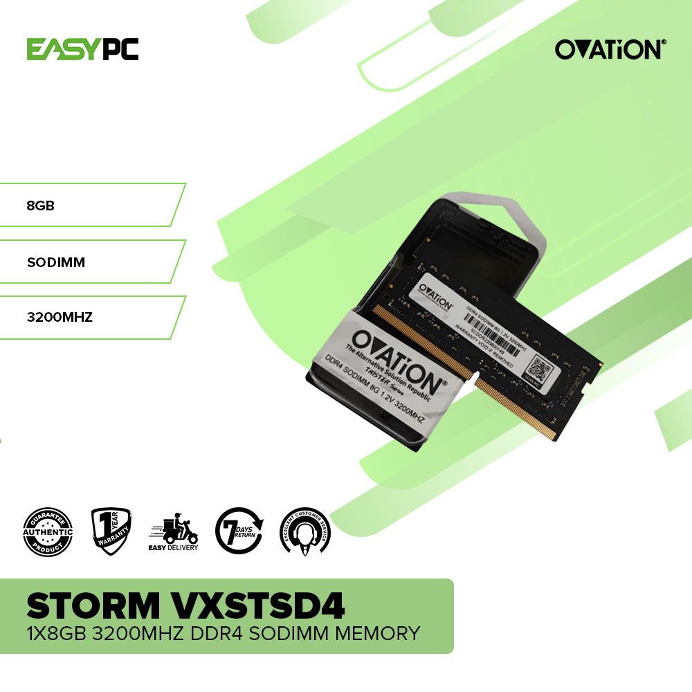Ovation Storm VXSTSD4 1x8GB 3200MHz DDR4 Sodimm Memory RAM – EasyPC
