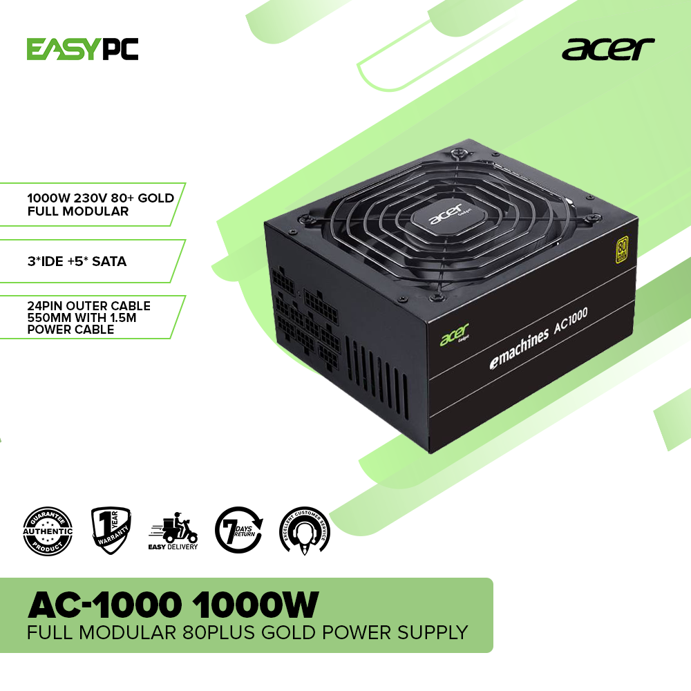 ACER AC-1000 1000W Full Modular 80plus Gold Power Supply – EasyPC