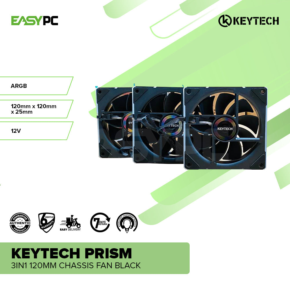 Keytech PRISM 3in1 120mm Chassis Fan Black – EasyPC