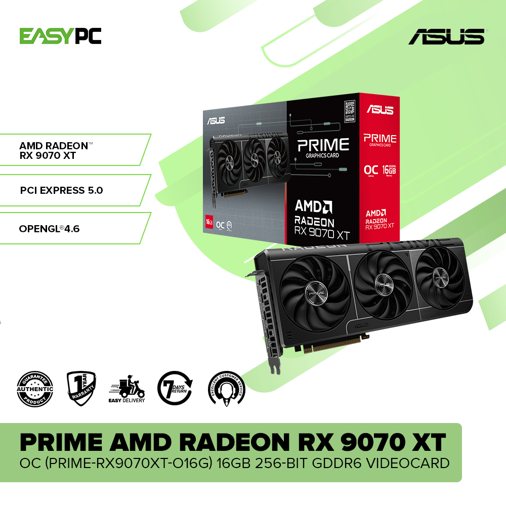 Asus Prime AMD Radeon RX 9070 XT OC (PRIME-RX9070XT-O16G) 16GB 256-Bit ...