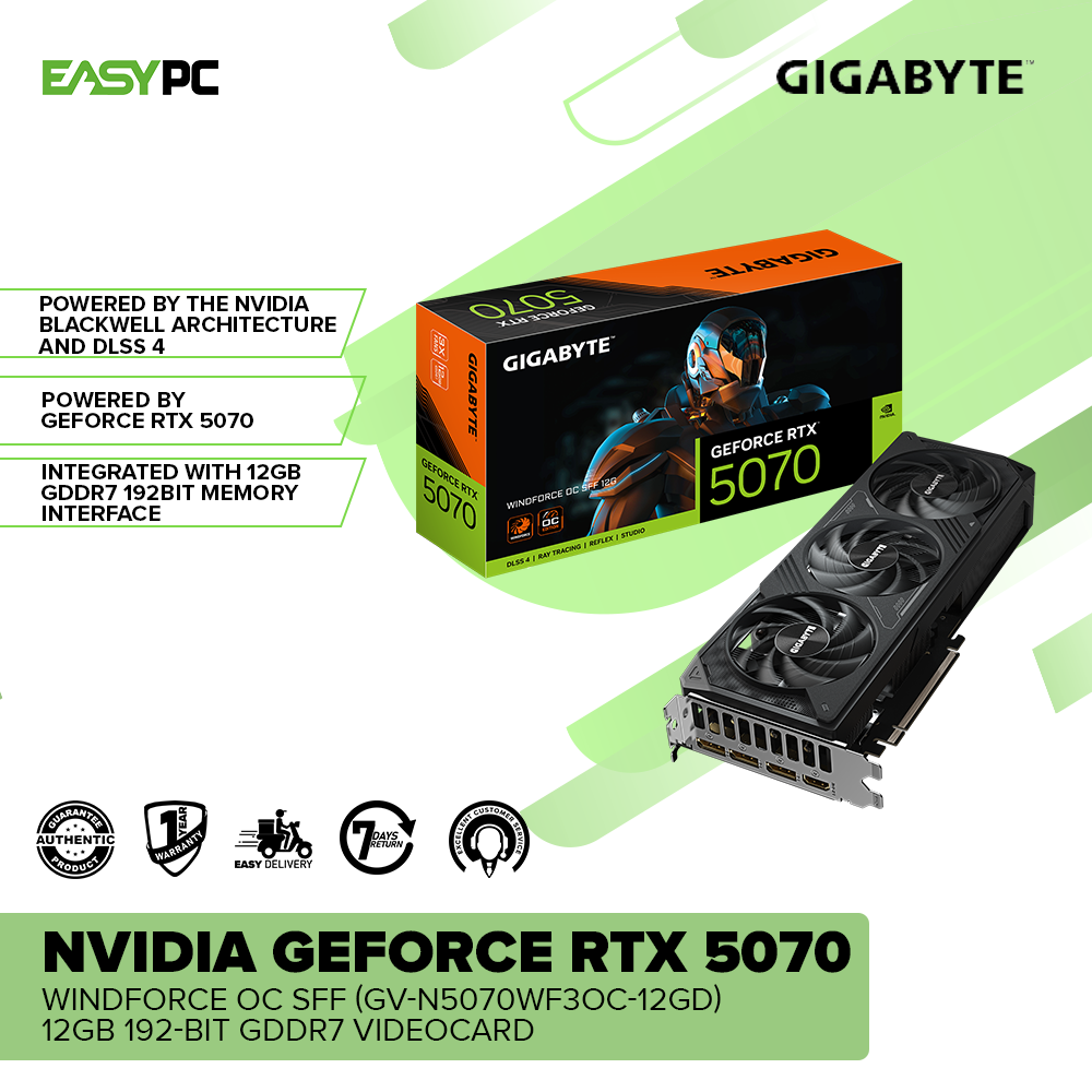 Gigabyte NVIDIA® GeForce RTX™ 5070 WINDFORCE OC SFF (GV-N5070WF3OC-12G ...