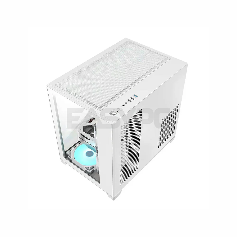 Keytech Robin View Dual Tempered M- ITX/ATX PC Case White – EasyPC