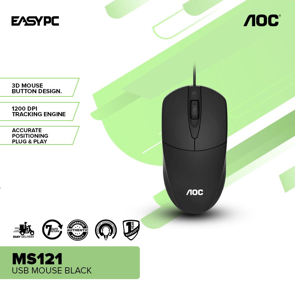 AOC MS121 USB Mouse Black – EasyPC