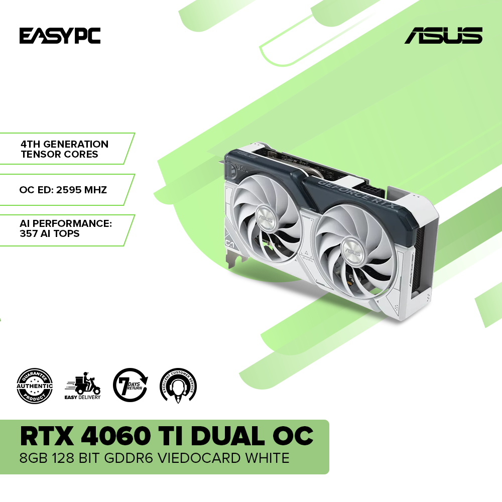 ASUS RTX 4060 Ti Dual OC DUAL-RTX4060TI-O8G-WHITE 8gb 128 bit GDDR6 Vi ...