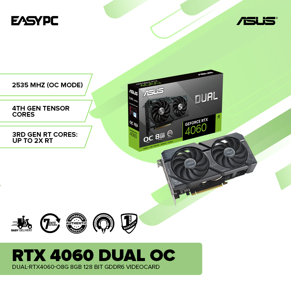 ASUS NVIDIAÂ® GeForce RTXÂ™ 4060 Dual OC DUAL-RTXÂ™4060-O8G 8gb 128 bi ...