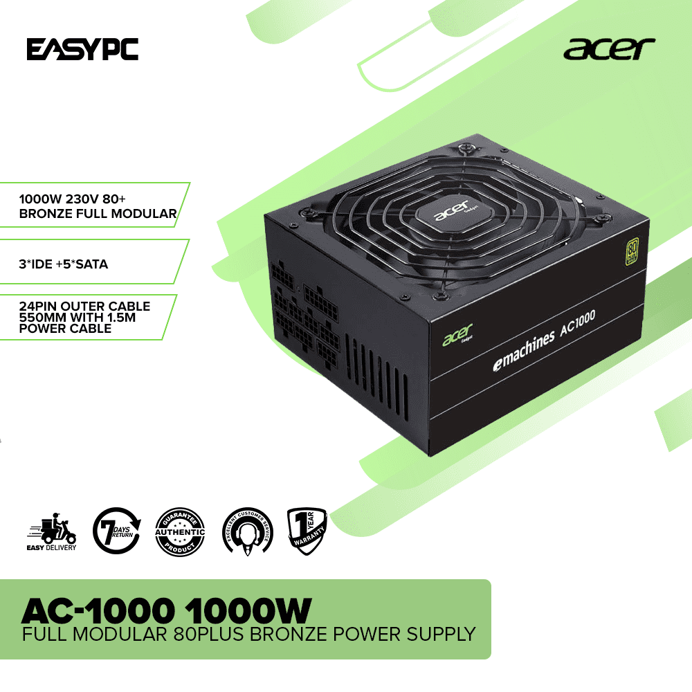 Acer AC-1000 1000w Full Modular 80plus Bronze Power Supply – EasyPC