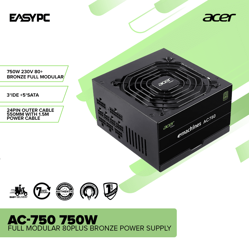 Acer AC-750 750w Full Modular 80plus Bronze Power Supply – EasyPC