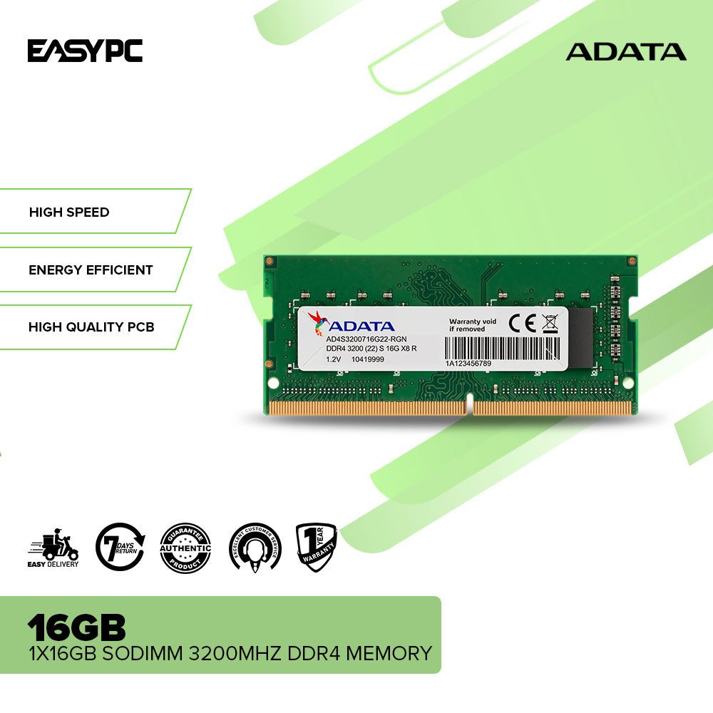 Adata 16GB 1x16GB SODIMM 3200mHz DDR4 Memory – EasyPC