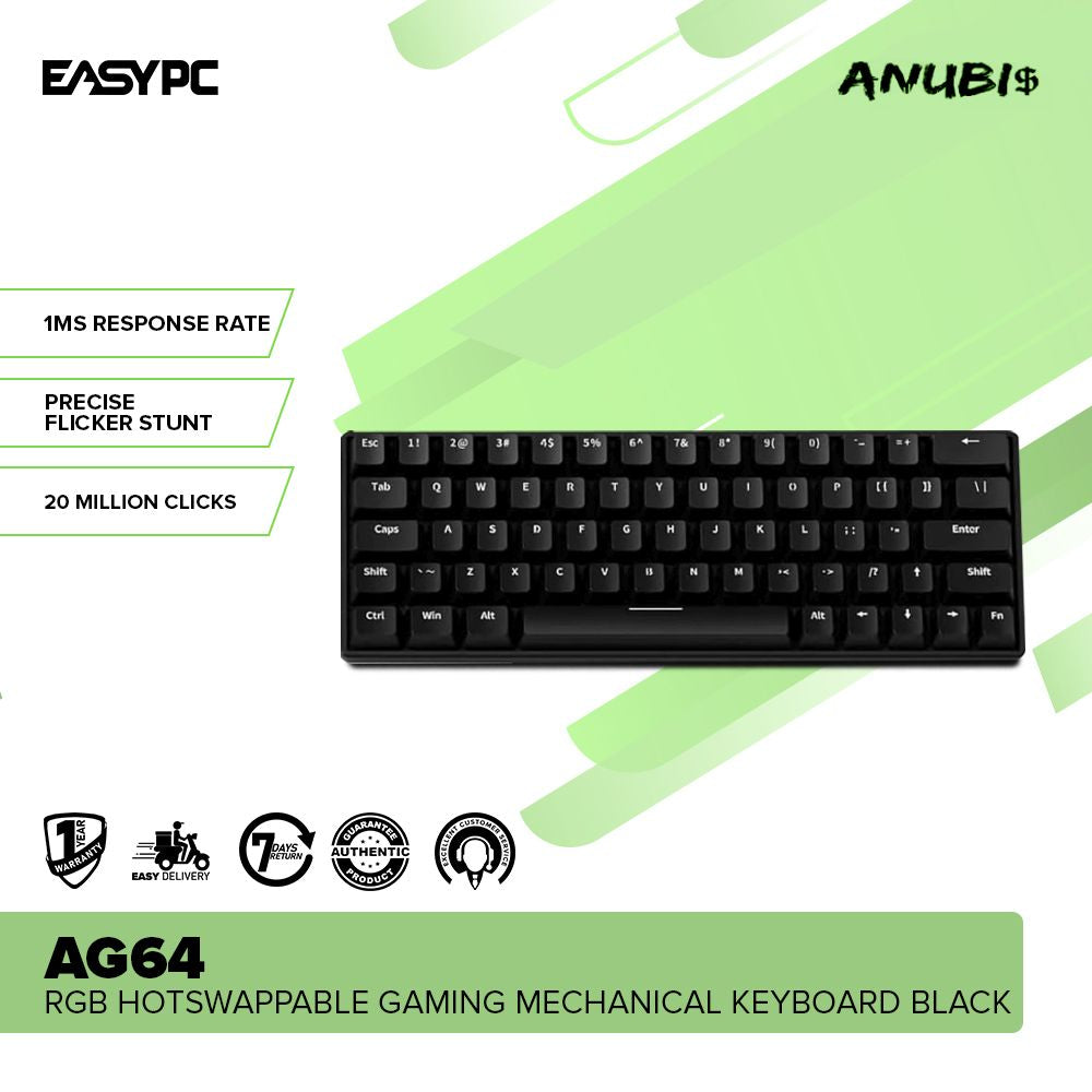 Anubis AG64 RGB Hotswappable Gaming Mechanical Keyboard Black – EasyPC