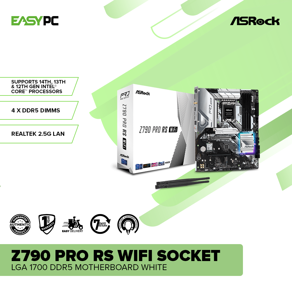 Asrock Z790 Pro RS WIFI Socket LGA 1700 DDR5 Motherboard White – EasyPC