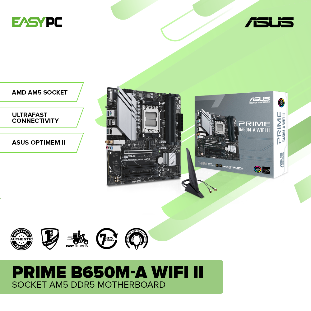 ASUS PRIME B650M-A WIFI II Socket AM5 DDR5 Motherboard – EasyPC