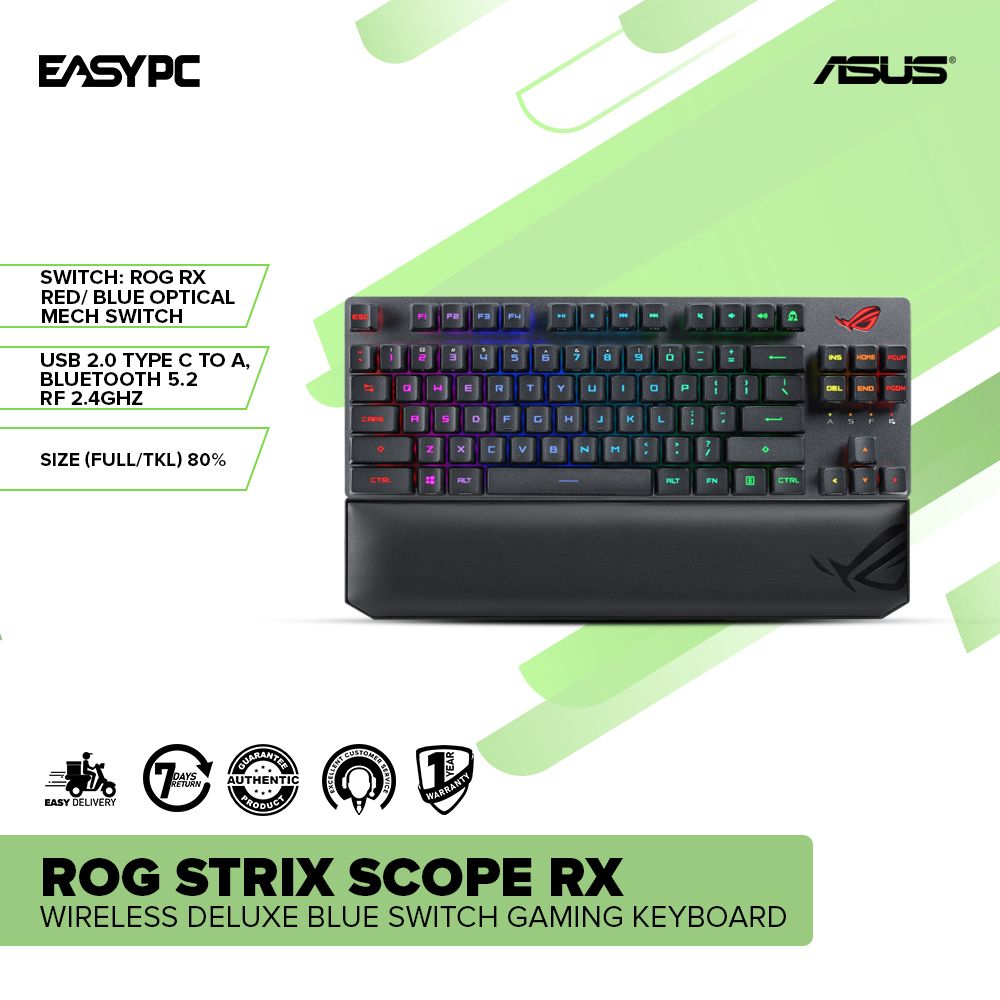 Asus ROG Strix Scope RX TKL Wireless Deluxe Blue Switch Gaming Keyboar ...