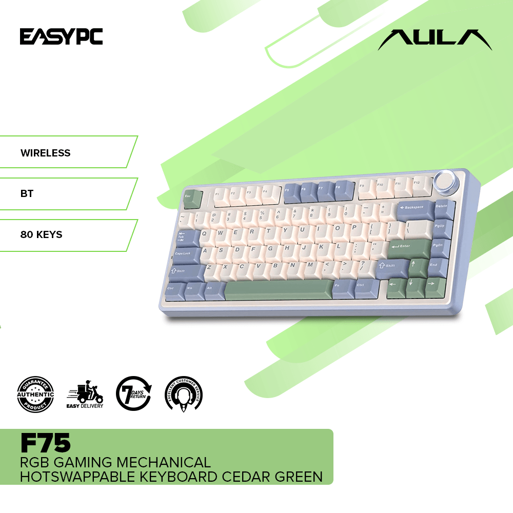Aula F75 RGB Gaming Mechanical Hotswappable Keyboard Cedar Green – EasyPC