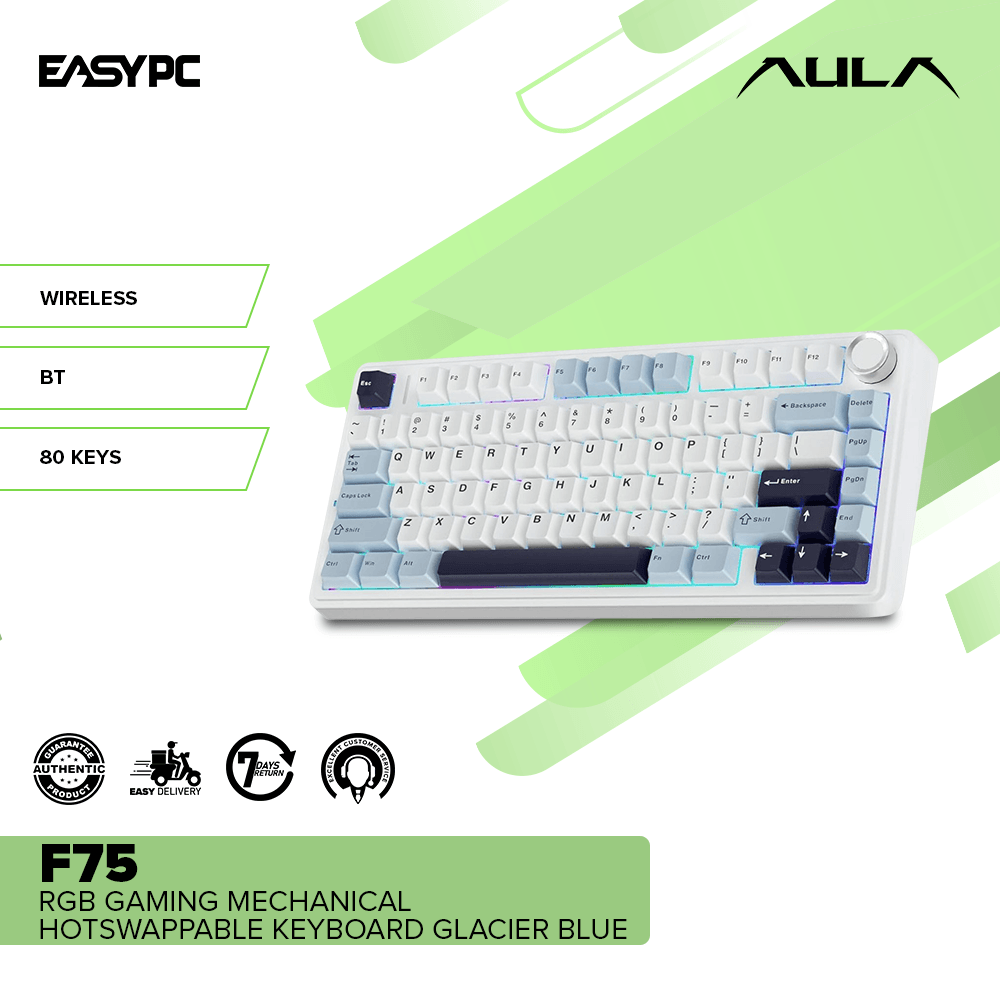 Aula F75 RGB Gaming Mechanical Hotswappable Keyboard Glacier Blue – EasyPC