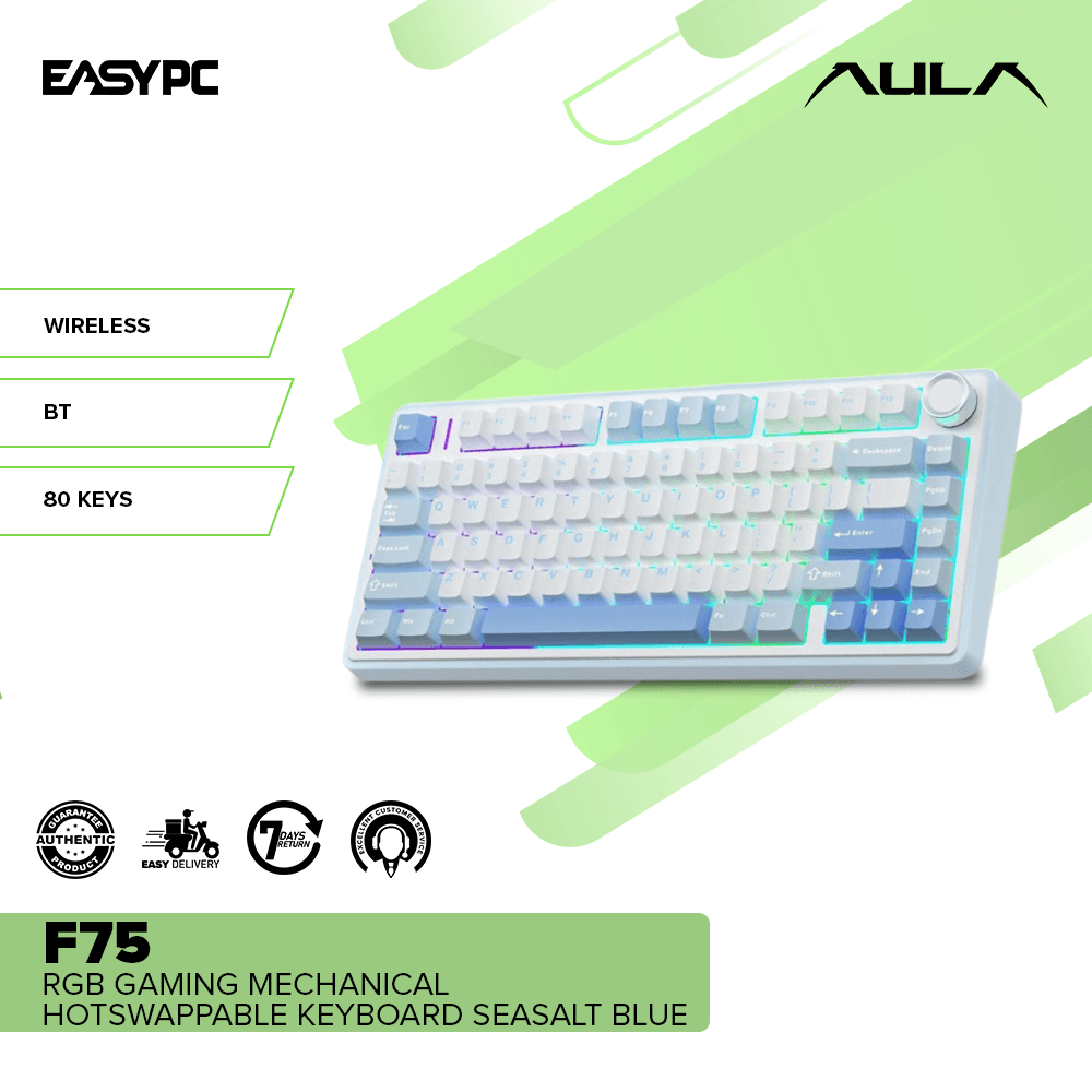 Aula F75 RGB Gaming Mechanical Hotswappable Keyboard Seasalt Blue – EasyPC