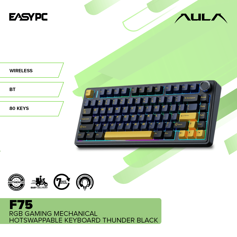 Aula F75 RGB Gaming Mechanical Hotswappable Keyboard Thunder Black – EasyPC