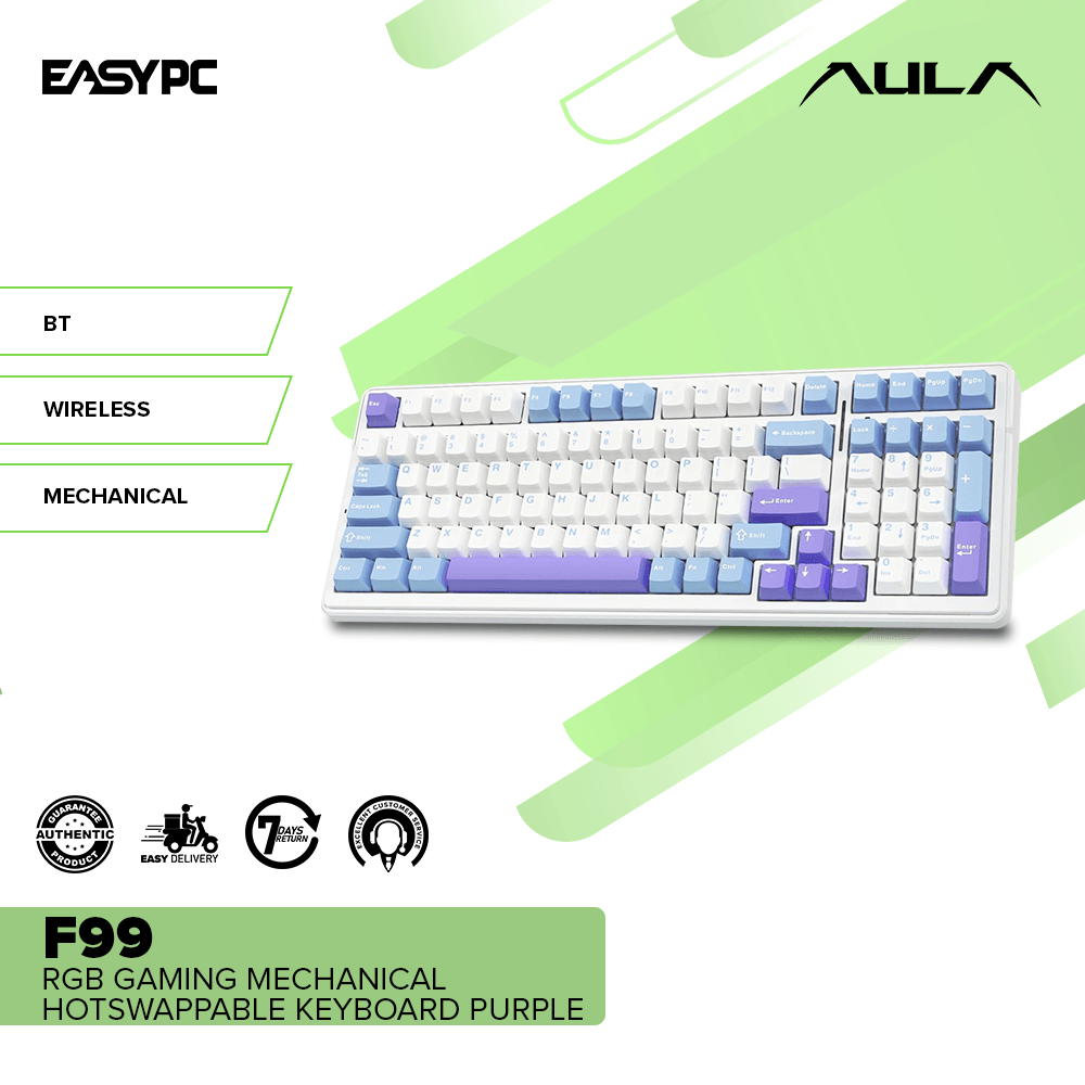 Aula F99 RGB Gaming Mechanical Hotswappable Keyboard Purple – EasyPC
