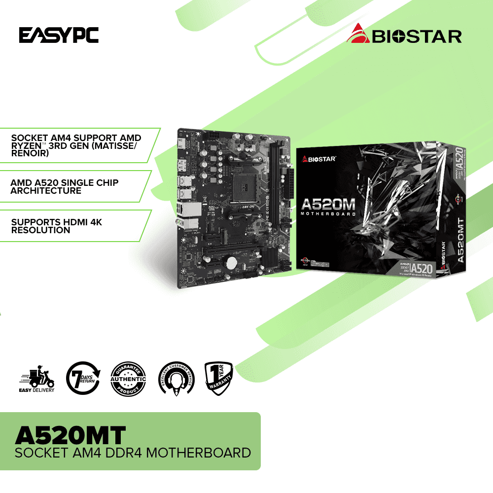 Biostar A520MT AM4 DDR4 Micro ATX Motherboard – EasyPC
