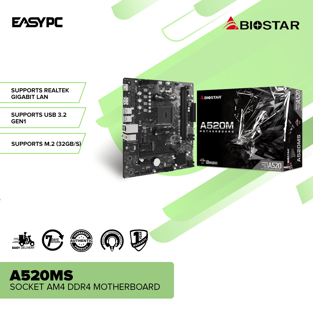 Biostar A520MS Socket Am4 DDR4 Motherboard – EasyPC