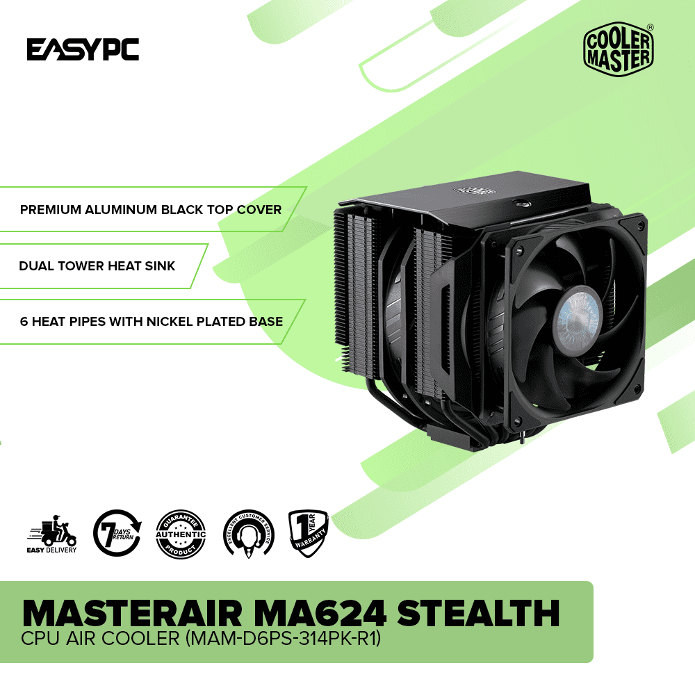 COOLERMASTER MASTERAIR MA624 STEALTH CPU Air Cooler (MAM-D6PS-314PK-R1 ...