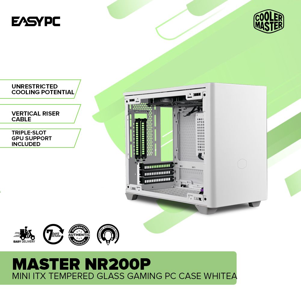 Coolermaster Master NR200P Mini ITX Tempered Glass Gaming PC Case Whit ...