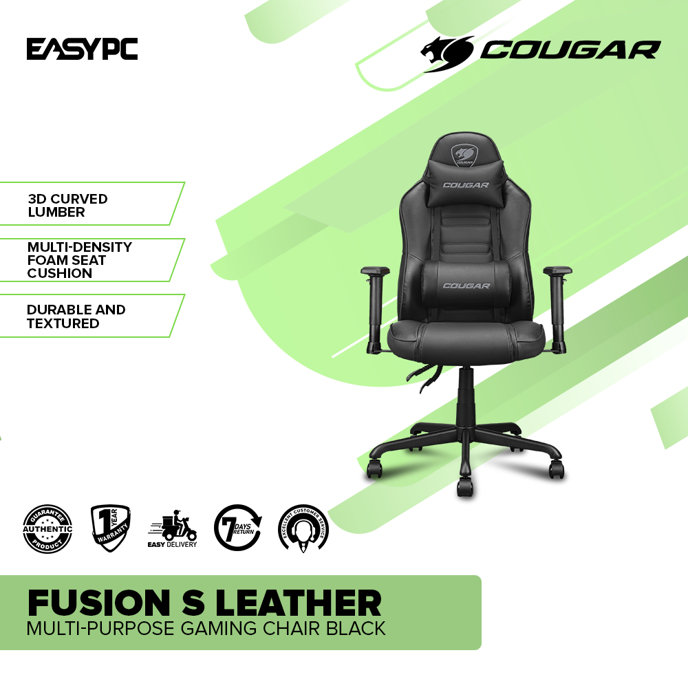 Cougar Fusion S Leather Gaming Chair Black – EasyPC