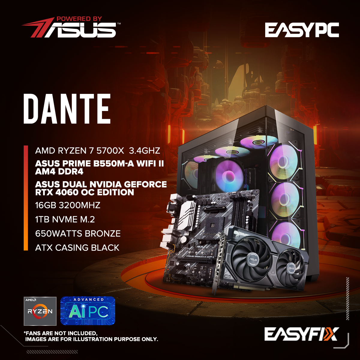 Dante Asus B550M-A | Asus RTX 4060 | Ryzen 7 5700X – EasyPC