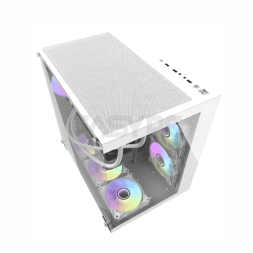 DarkFlash C285P ATX Tempered Glass Side Panel Gaming PC Case White – EasyPC