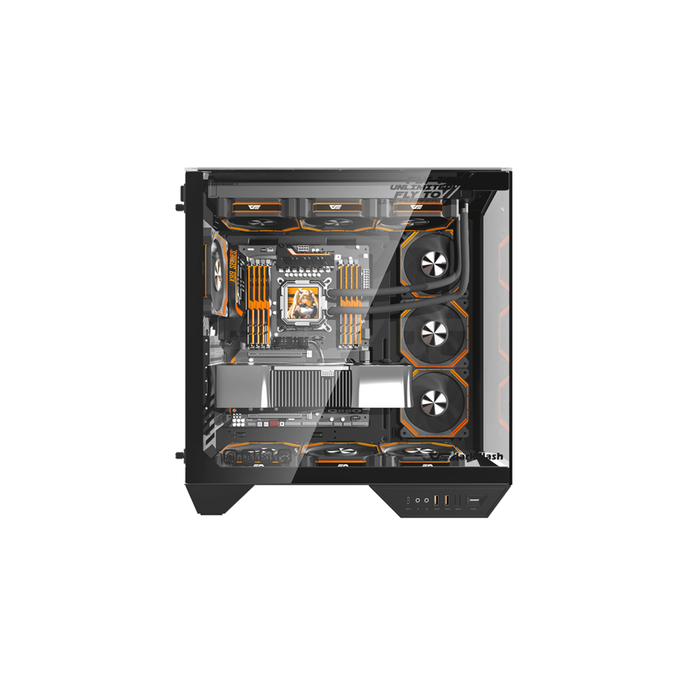 DarkFlash DY470 ATX Three-Side Glass Panel Gaming PC Case Black – EasyPC