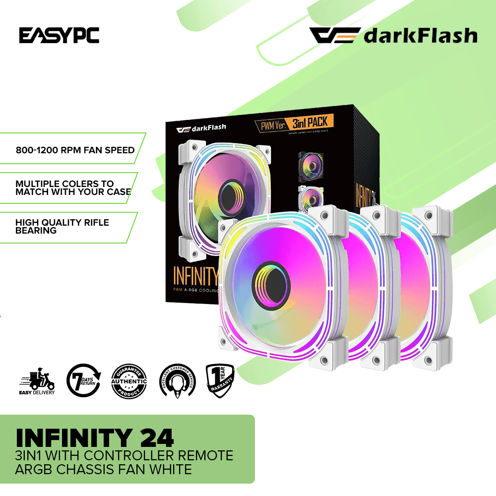 DarkFlash Infinity24 3in1 with Controller Remote ARGB Chassis Fan Whit ...