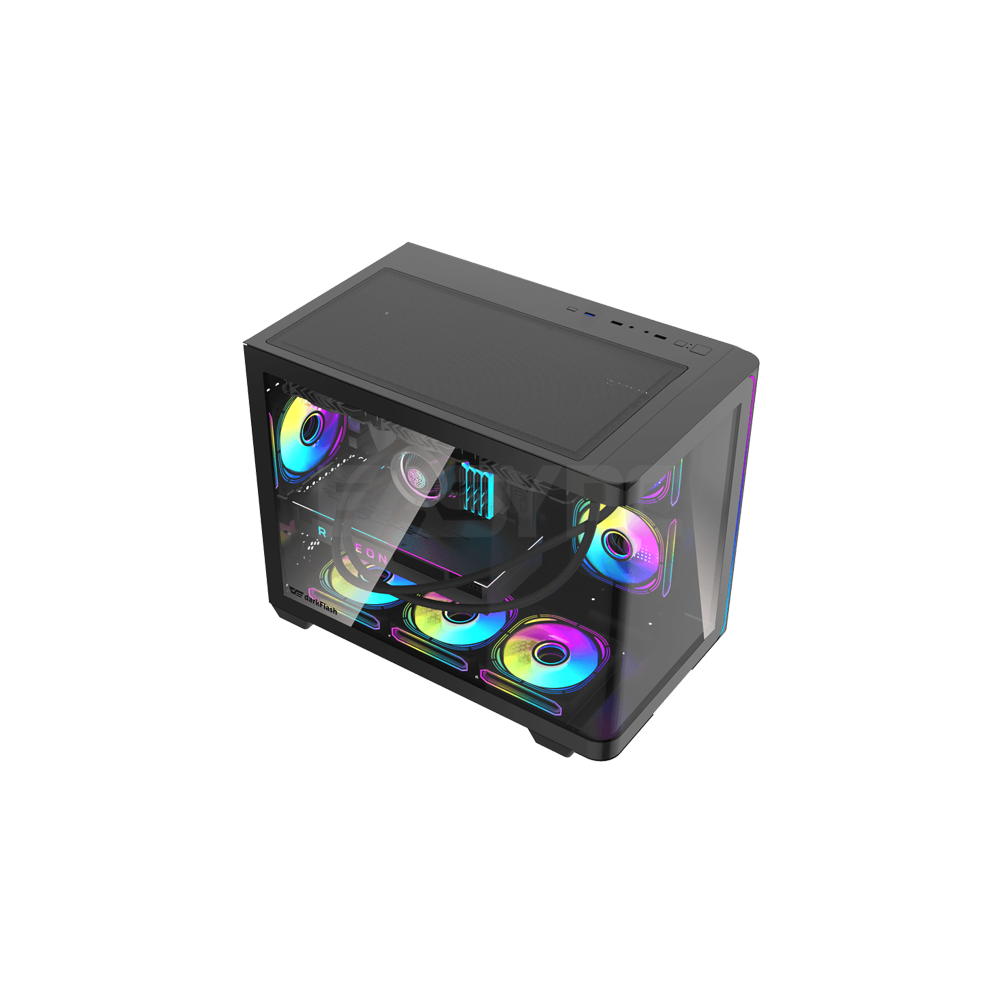 DarkFlash L285M Luxury Micro ATX Curved Glass Panel Gaming PC Case Bla ...