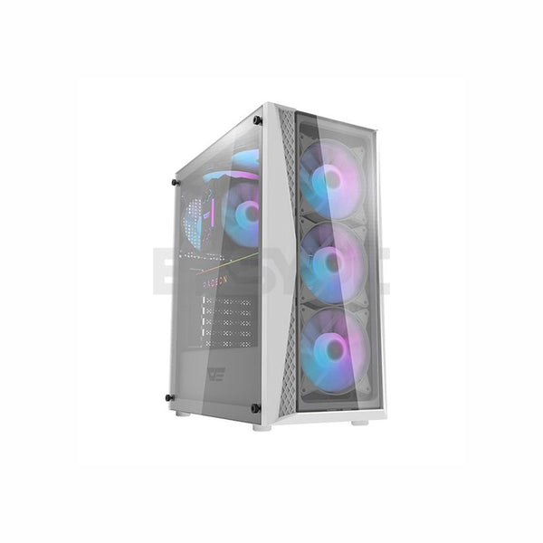 DarkFlash DK352 Plus ATX Tempered Glass Side Panel Gaming PC Case Whit ...