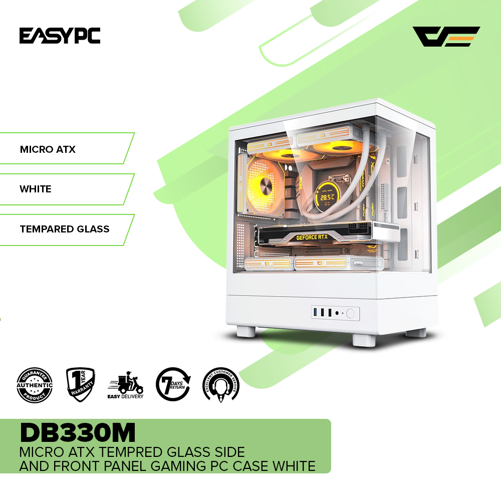 DarkFlash DB330M Micro ATX Tempred Glass Side and Front Panel Gaming P ...