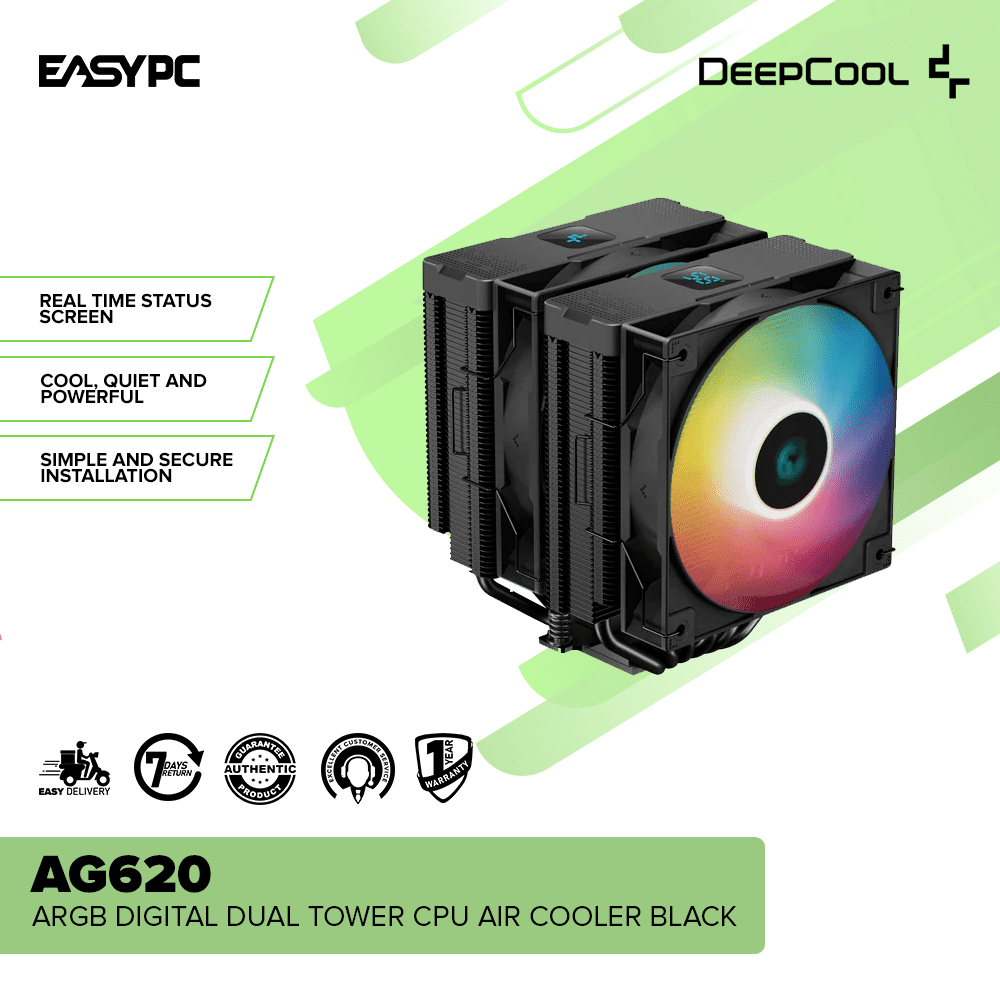 Deepcool AG620 ARGB Digital Dual Tower CPU Air Cooler Black – EasyPC
